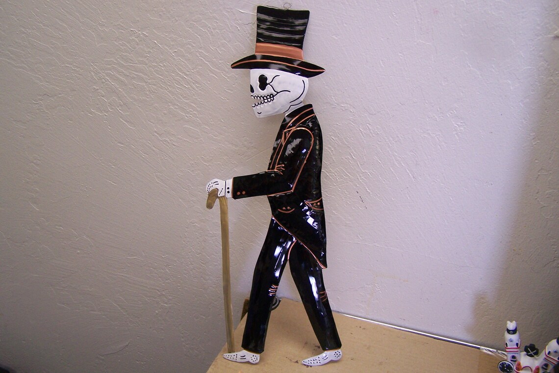 Tin Day of the Dead Large Catrin Dapper Skeleton Man in Top - Etsy