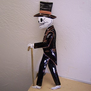 Tin Day of the Dead Large Catrin Dapper Skeleton Man in Top Hat Wall ...