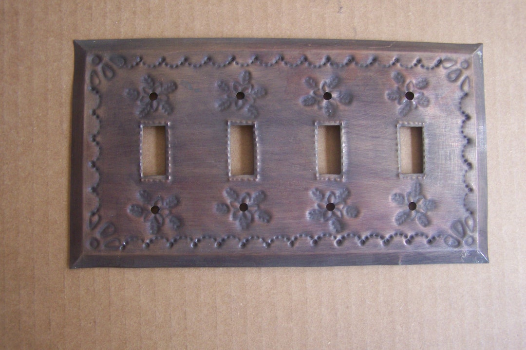 Aged Tin Quadruple Switch Plate - Hand-punched in Mexico - Etsy