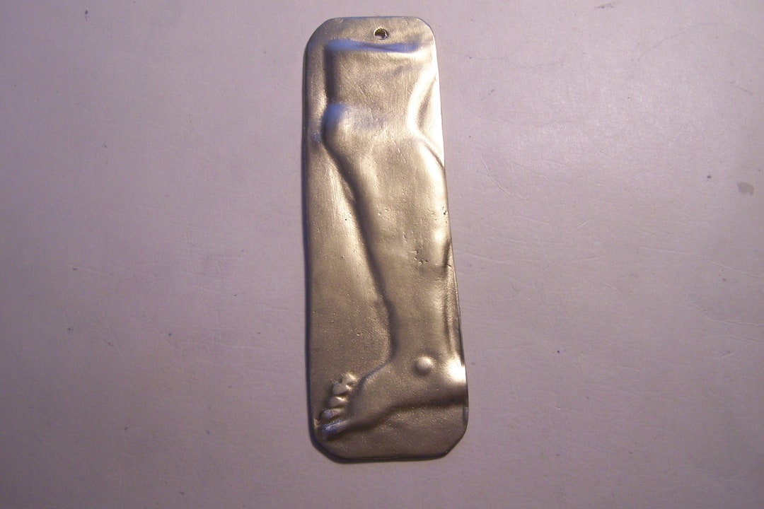 Golden Tone Large Tin/silver Leg Milagro Ex Voto - Etsy