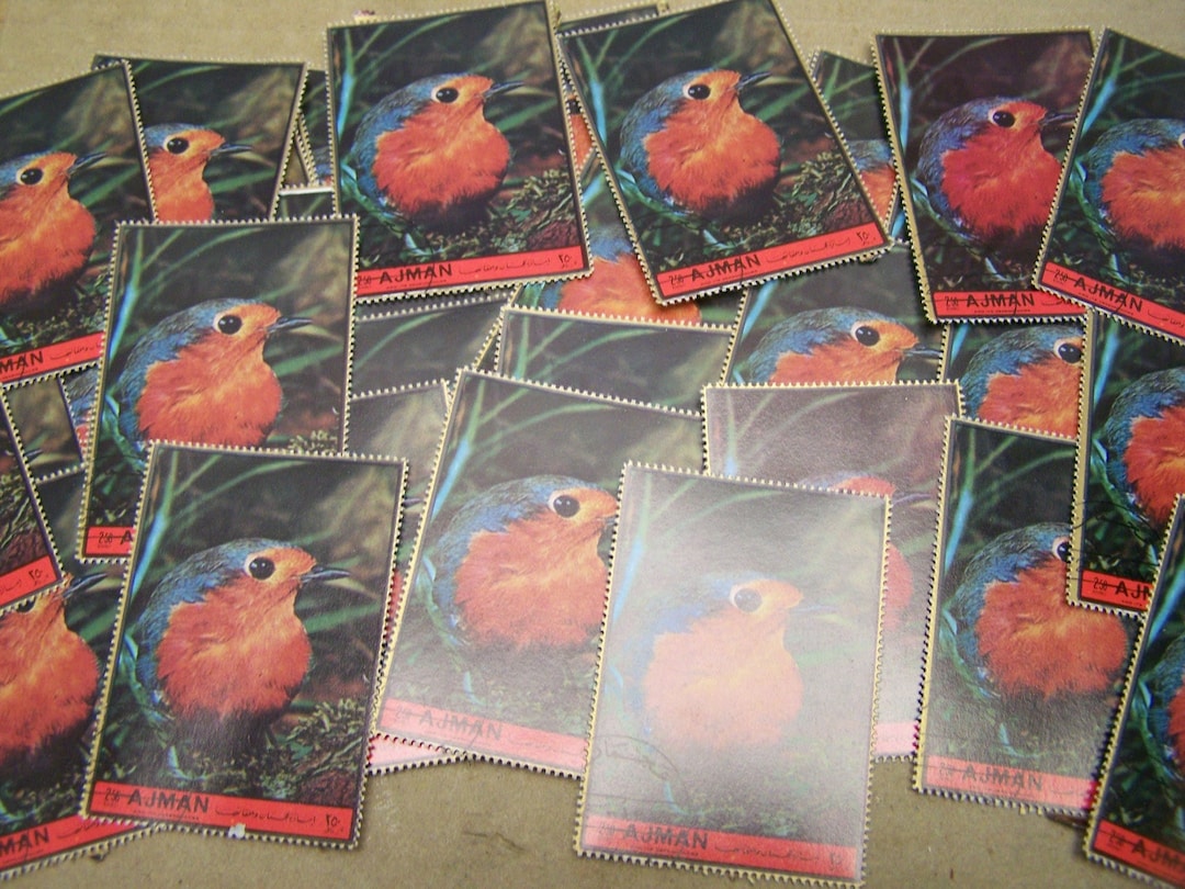 Bird Stamps - Lot of 50 Large-size Postage Stamps Featuring Red ...