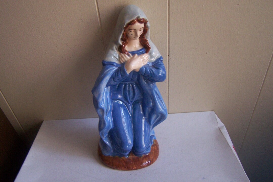 Vintage Ceramic Praying Virgin Mary in Blue Cloak - Etsy