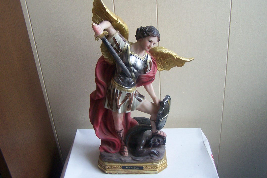 Saint Michael the Archangel Slaying Demon San Miguel 16" Resin Statue ...