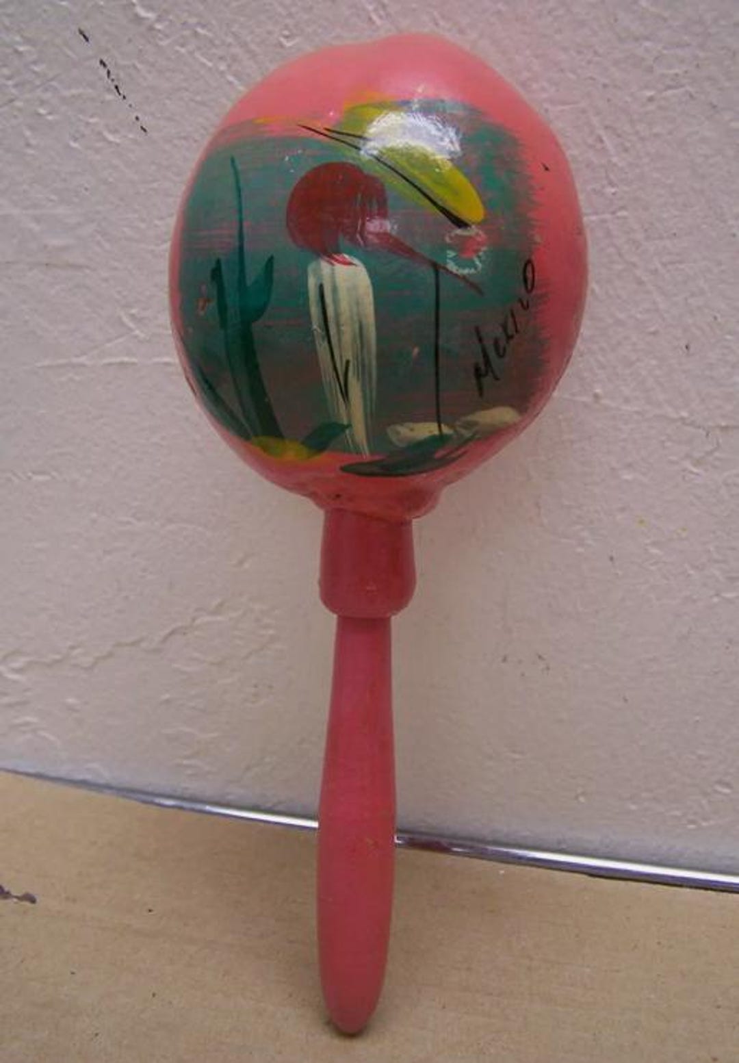 1960s Pink Hand Made Tourist Maraca - Mexico - Etsy