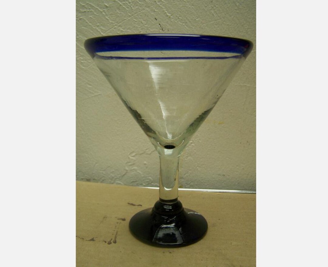 Standard Handblown Glass Tlaquepaque Blue Broad Rimmed Margarita Glass ...