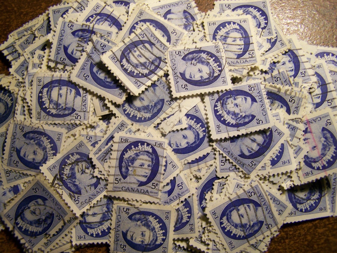 Blue Stamps Lot of 100 Postage Stamps Featuring Queen - Etsy