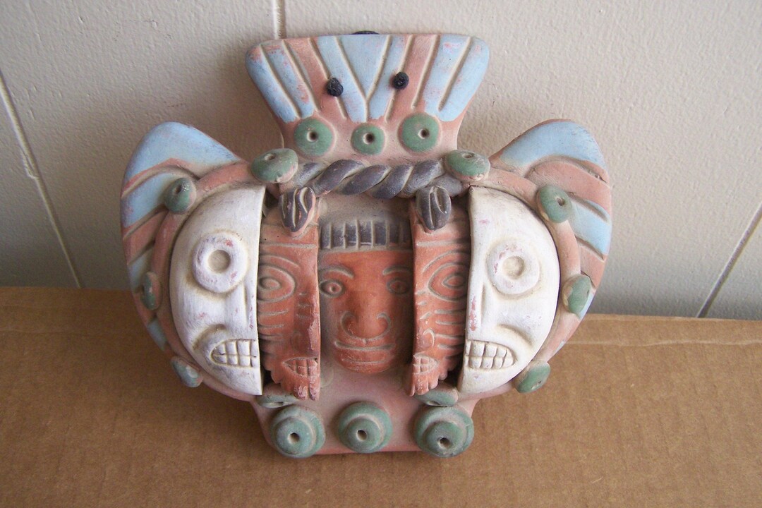 6.25 Wide Clay 3 Faces ages of Man Mask Aztec Maya Toltec Mexico - Etsy