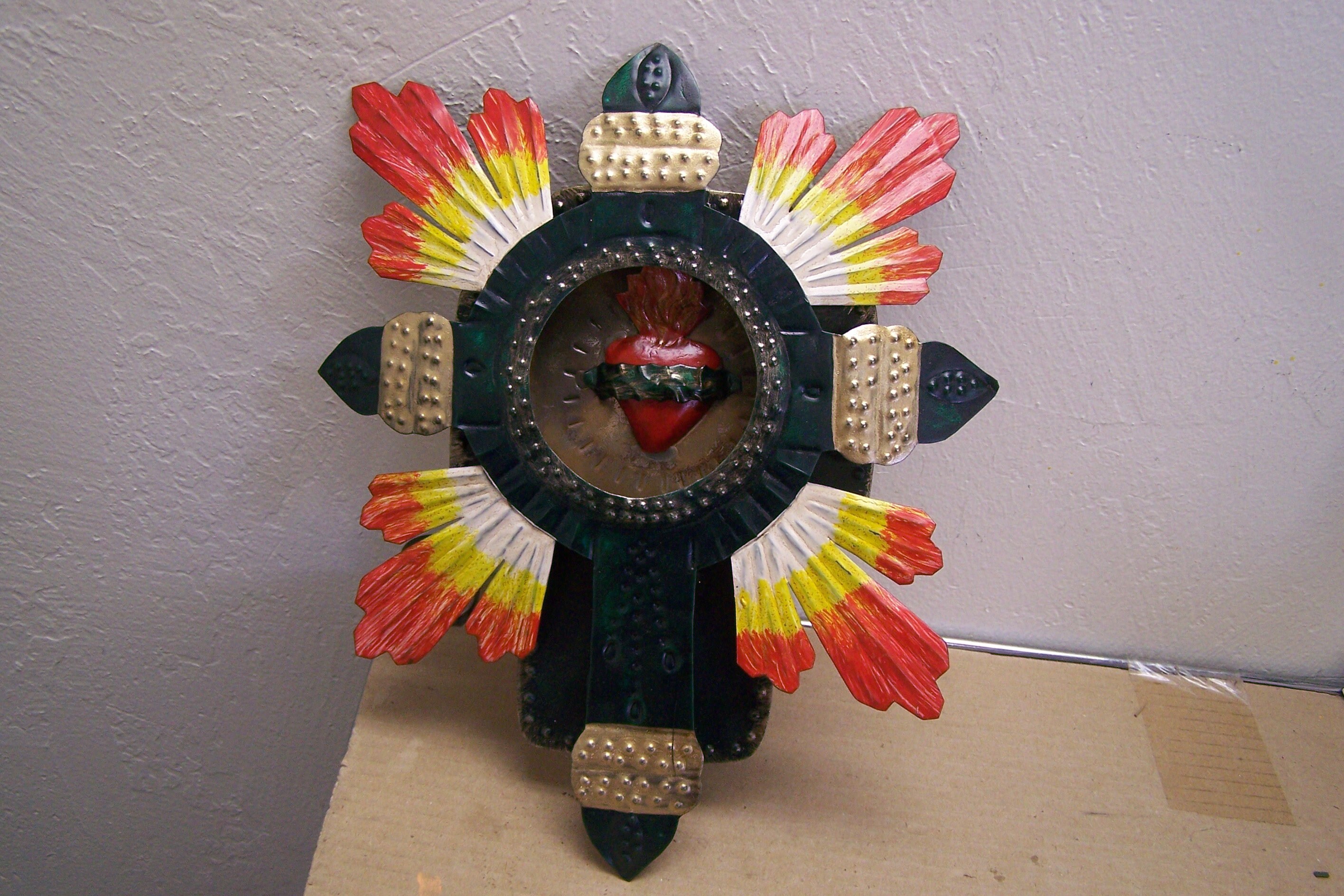 Beautiful 3D Handpainted Cross With Rays and Sacred Heart - Etsy