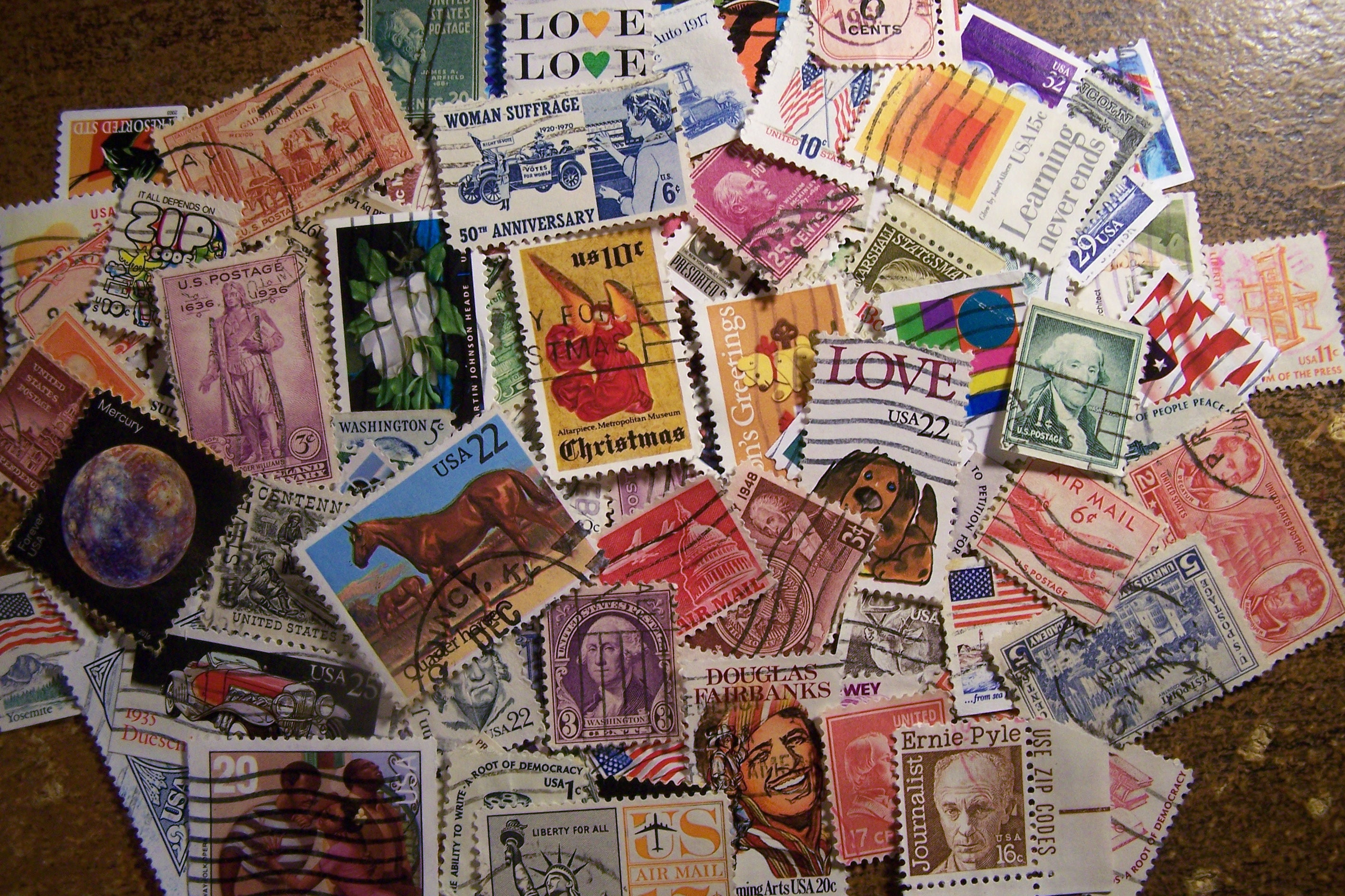 American Stamp Mix - 100 Different Vintage to Modern US Stamps, 1910s ...