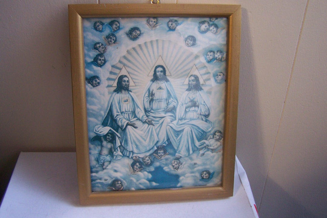 Vintage 1970s 3 Jesus Trinity Glass Framed Wall Hanging - Etsy