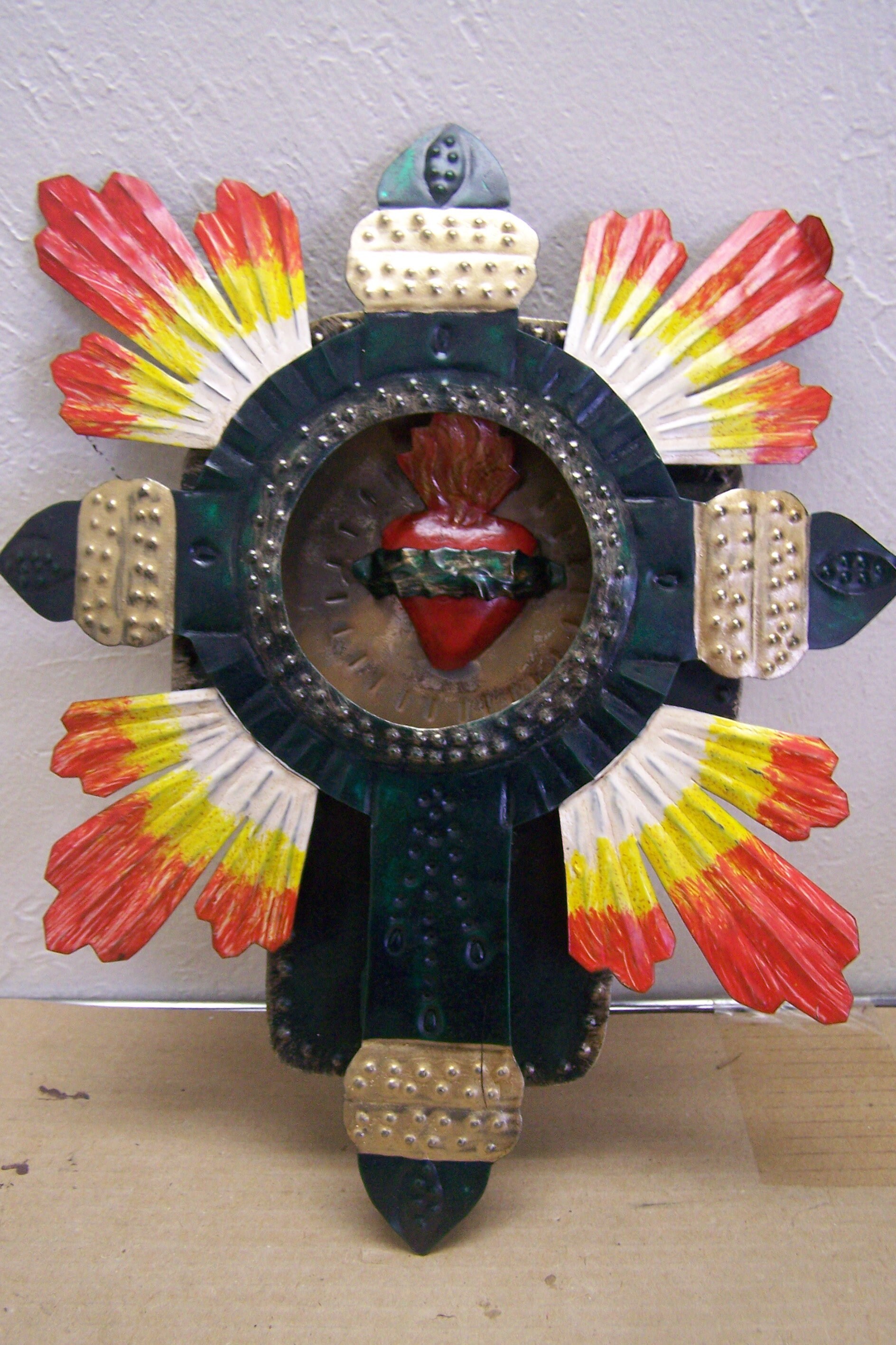 Beautiful 3D Handpainted Cross With Rays and Sacred Heart - Etsy