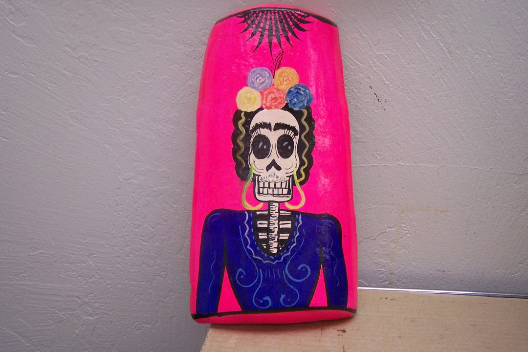 FRIDA! Painted Roof Tile - Day of the Dead Skeleton Frida Kahlo ...