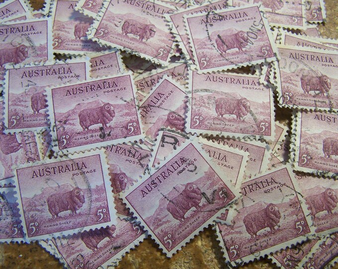 Lot of 100 Australian Postage Stamps - Merino Sheep - Australia ...