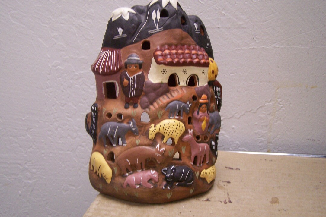 Handcrafted Clay Village Scene Luminaria Candleholder Folk Art - Etsy