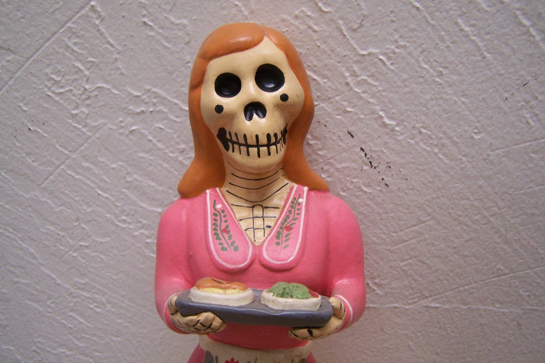 Day of the Dead Clay Skeleton Server Waitress Figurine - Etsy
