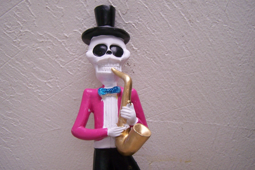9 Tall Day of the Dead Resin Skeleton Saxophone Player - Etsy