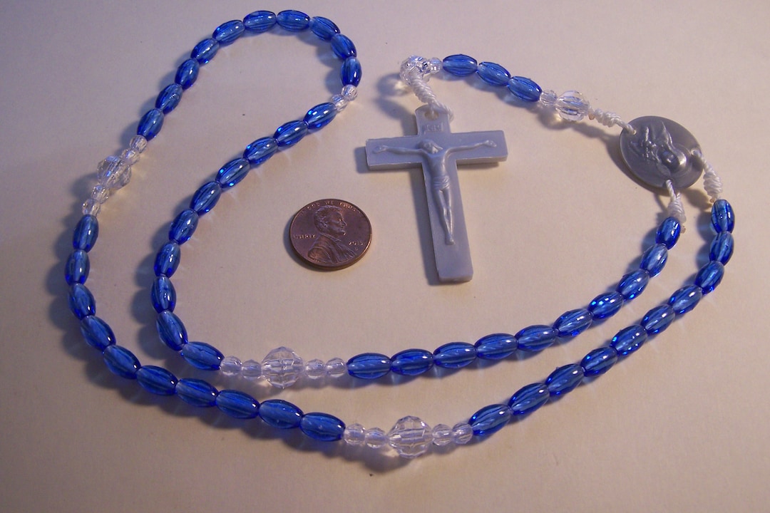 Rosary - Light Blue Oval Plastic Beads - Nice! - Etsy