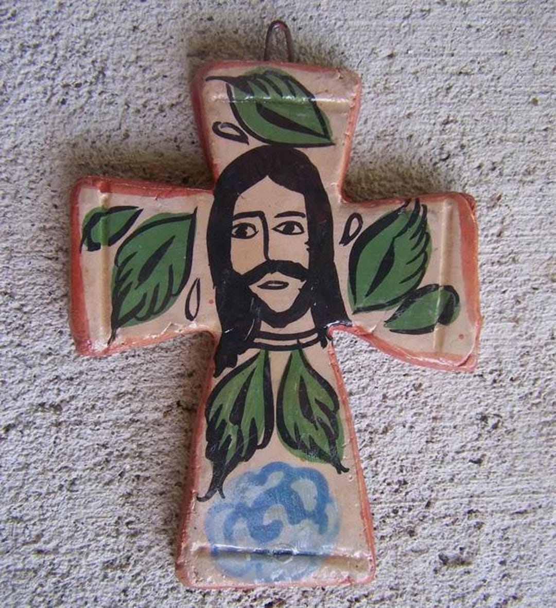 Burnished Clay Cross - Face of Jesus - Tonala, Mexico - Etsy
