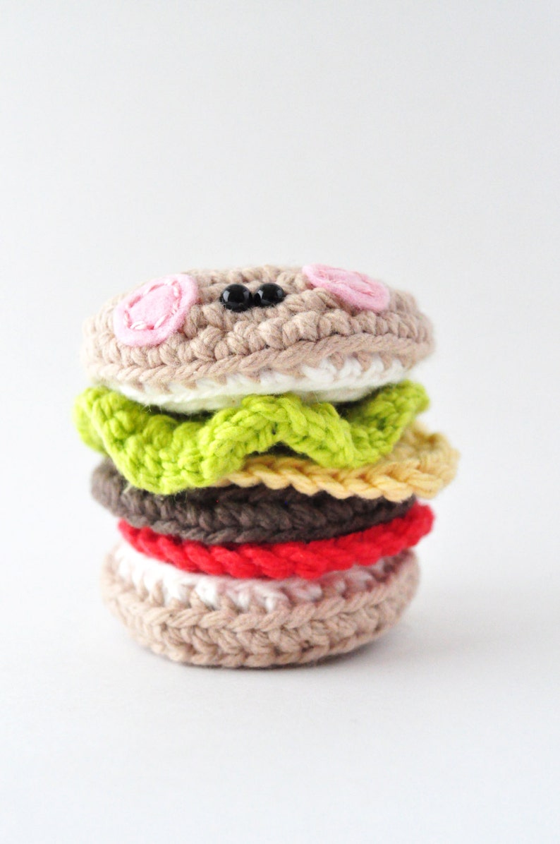 Hamburger Amigurumi Pattern, Crochet Pattern, Cheeseburger Play Food - Etsy