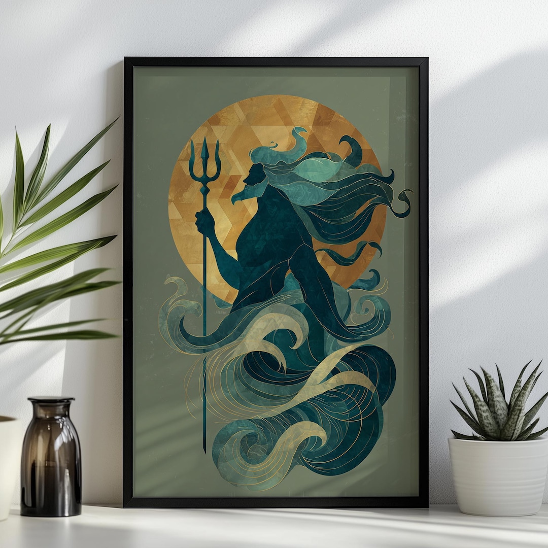 Poseidon Print: Abstract Greek Mythology Art, Sea God Poster - Etsy