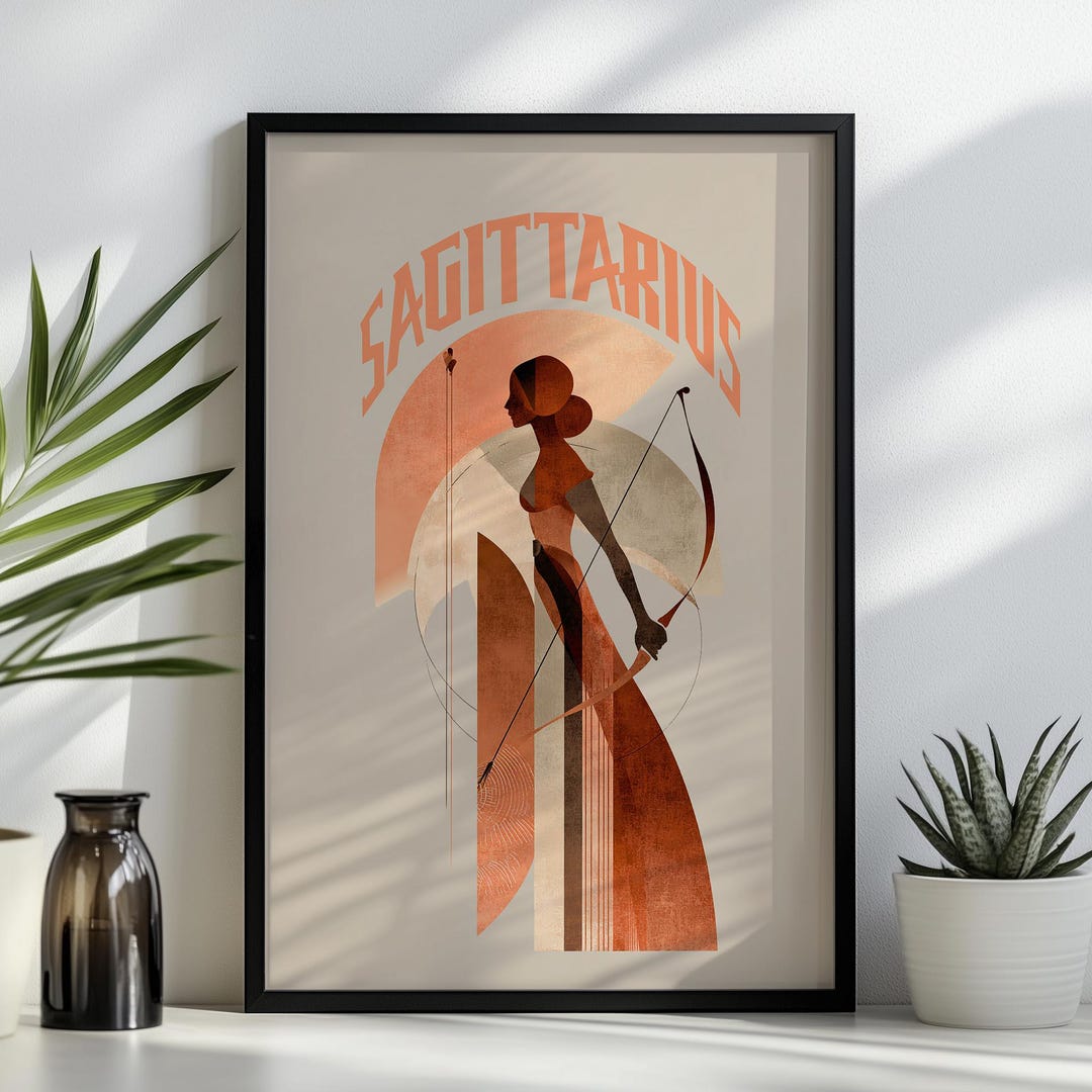 Sagittarius Zodiac Wall Art, Fire Sign Astrology Poster, Archer ...