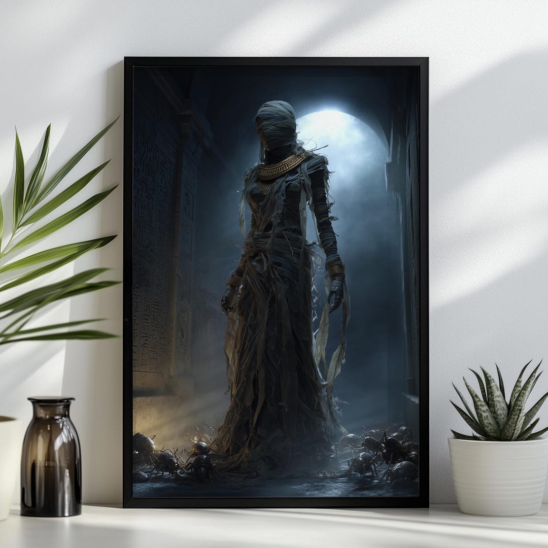 Mummy Wall Art Print, Dark Egyptian Mythology Artwork, Ancient Tomb ...