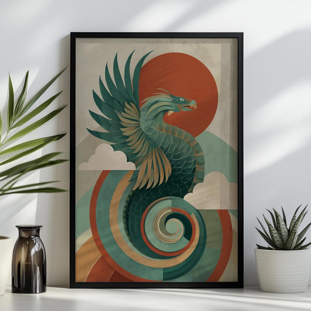 Quetzalcoatl Art Print: Abstract Aztec Serpent God Poster - Etsy