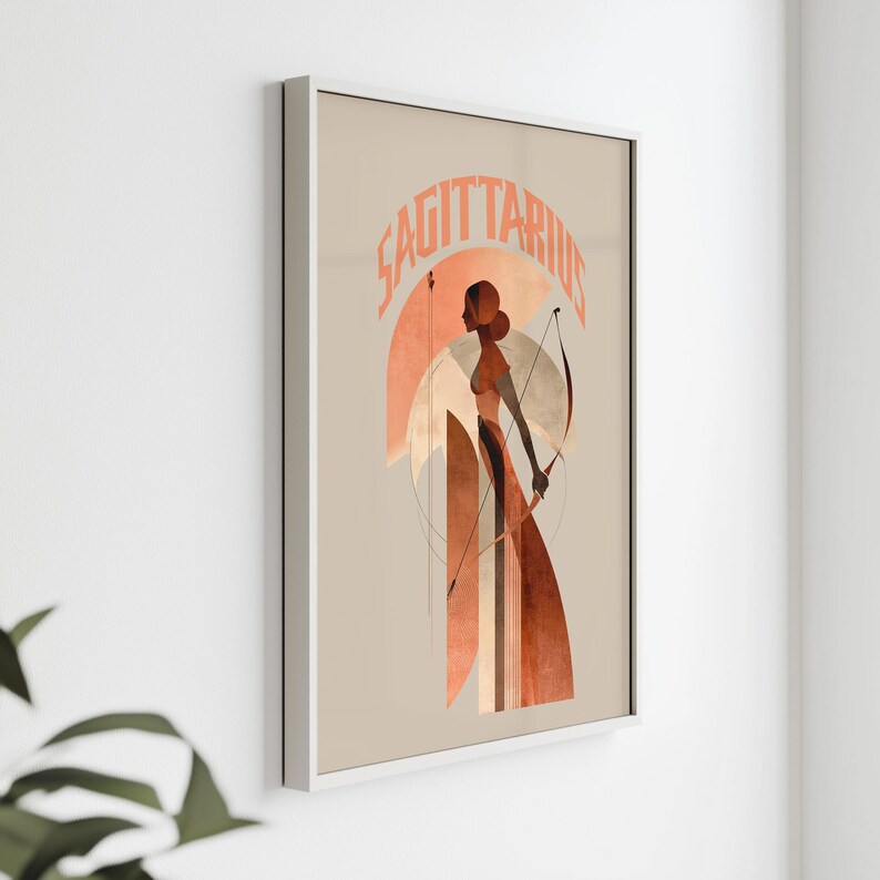 Sagittarius Zodiac Wall Art, Fire Sign Astrology Poster, Archer ...