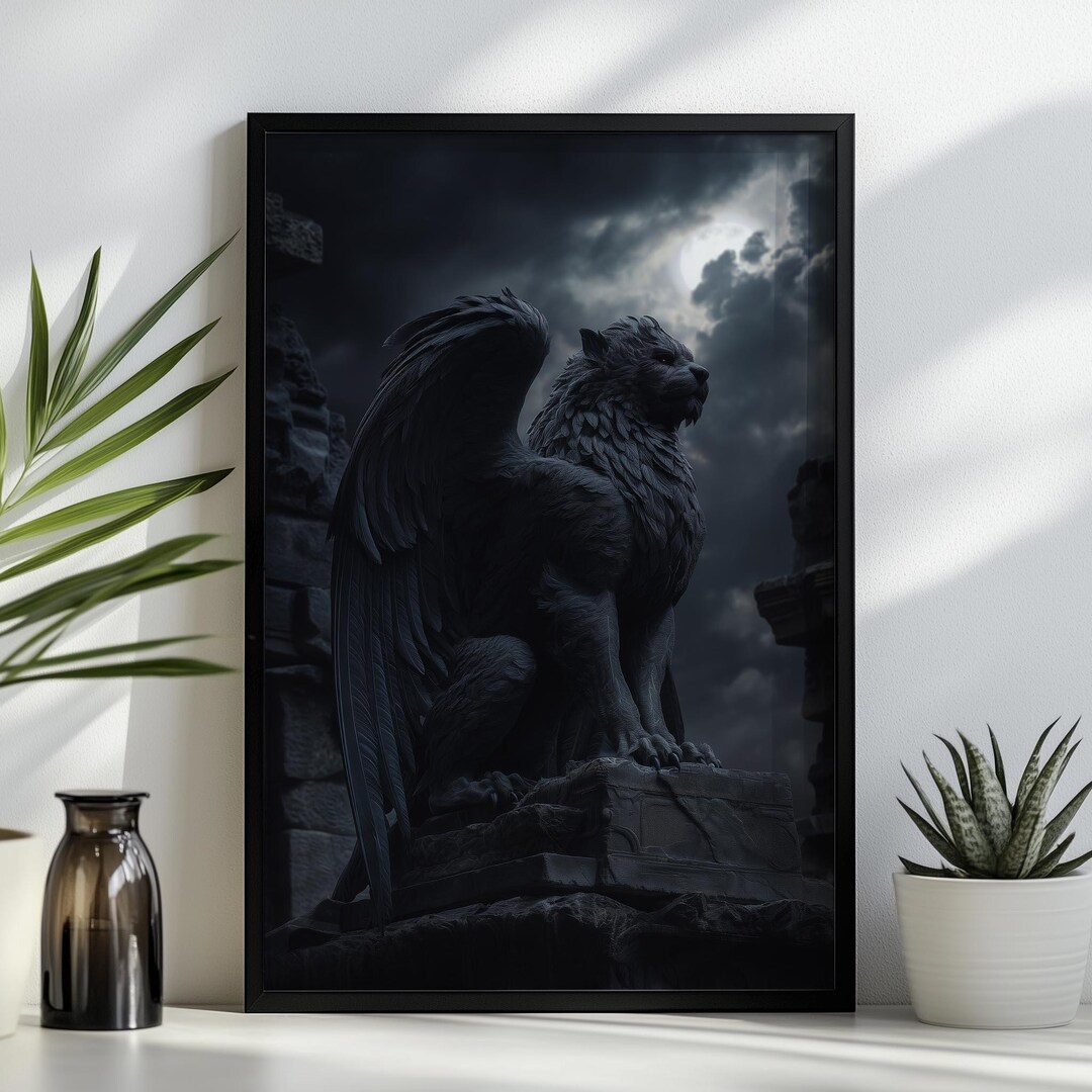 Gothic Griffin Art Print: Dark Fantasy Creature Decor - Etsy