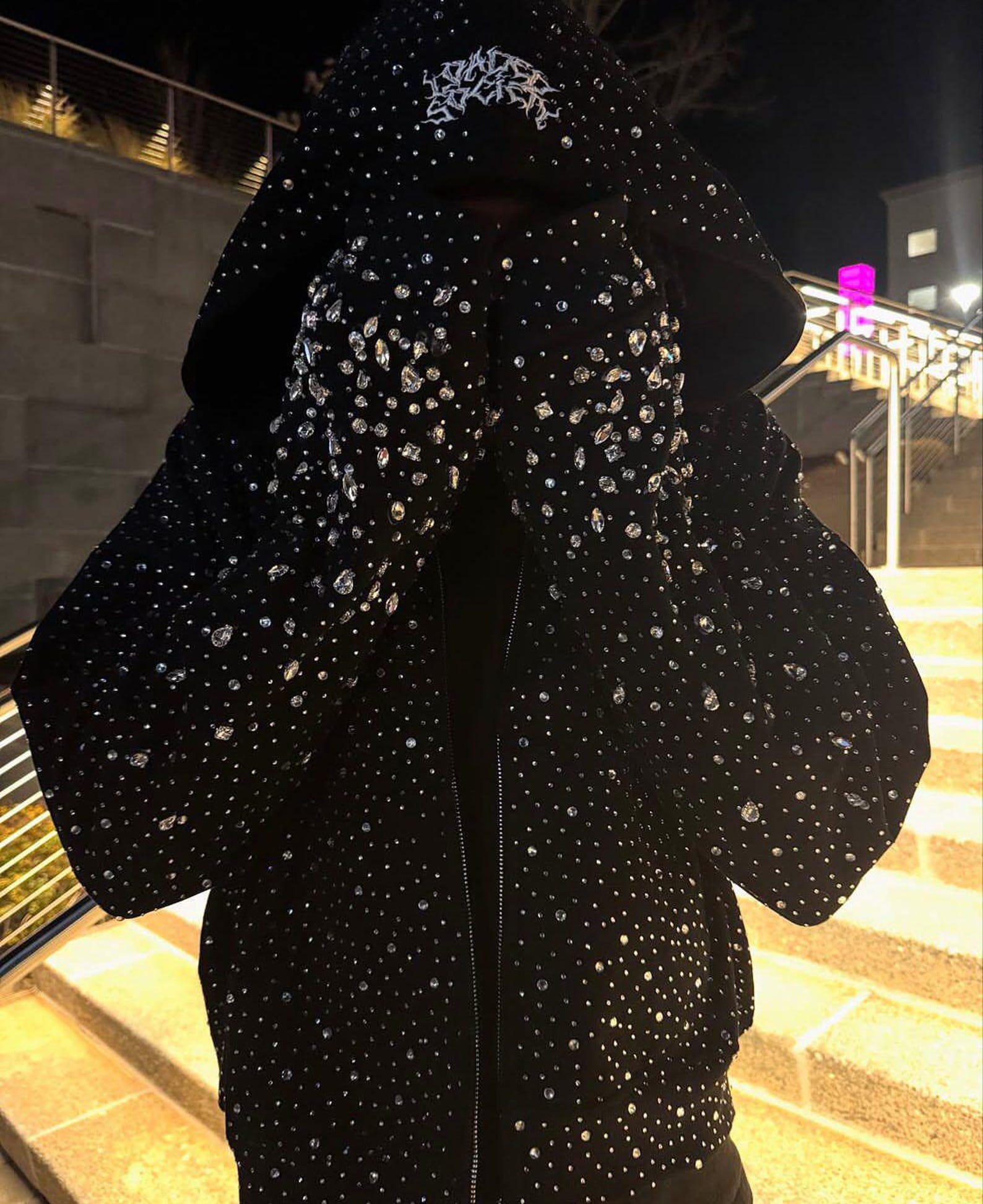 Black Rhinestone Zip Hoodie | Crystal Studded Hoodie | Sparkle Bling ...