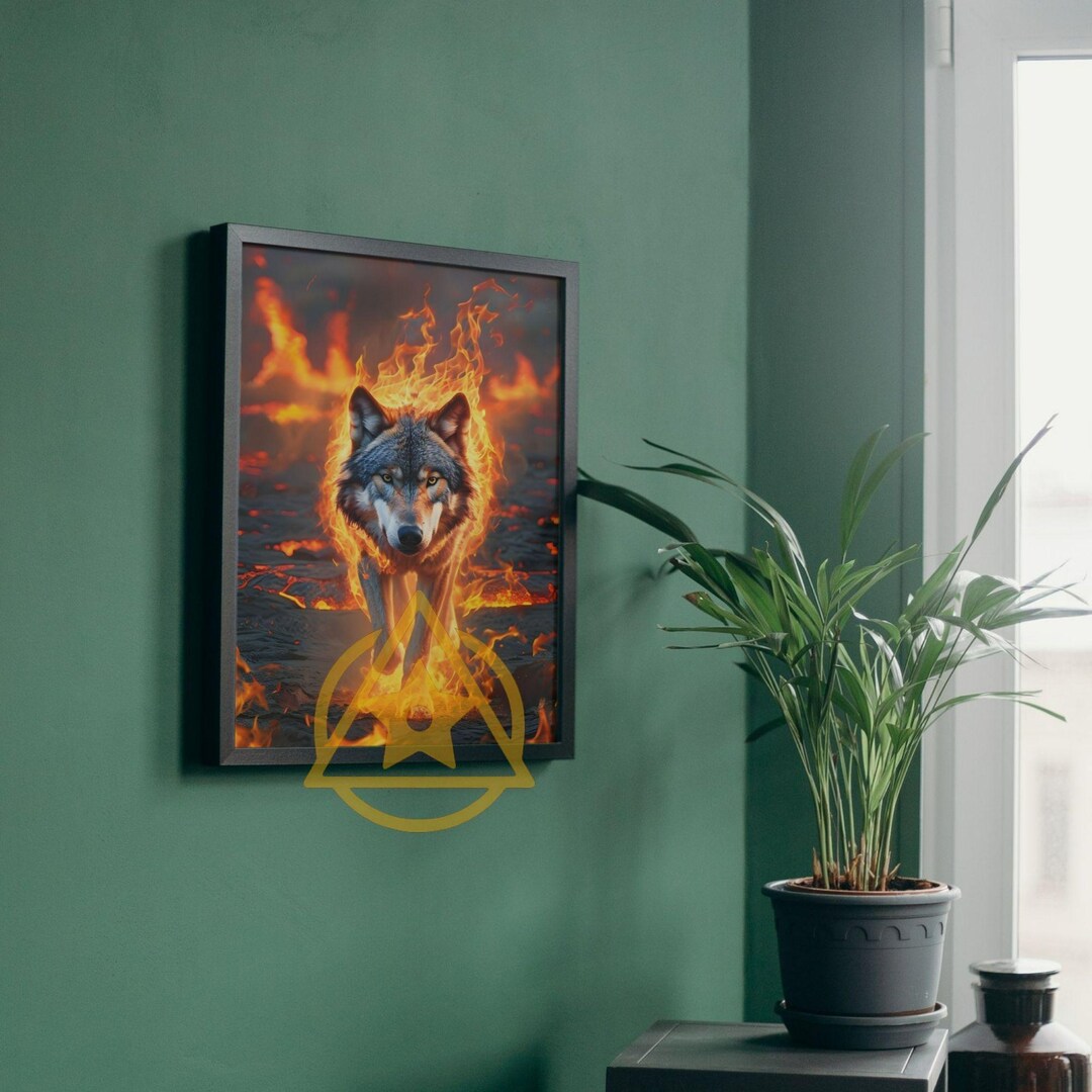 Fire Wolf Spirit Guide Art – Witches Familiar Digital Print, Dark ...