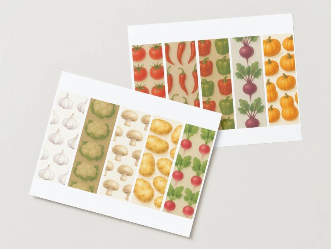 Watercolor Vegetable Bookmark Set – Carrot, Tomato, Broccoli & Pepper ...