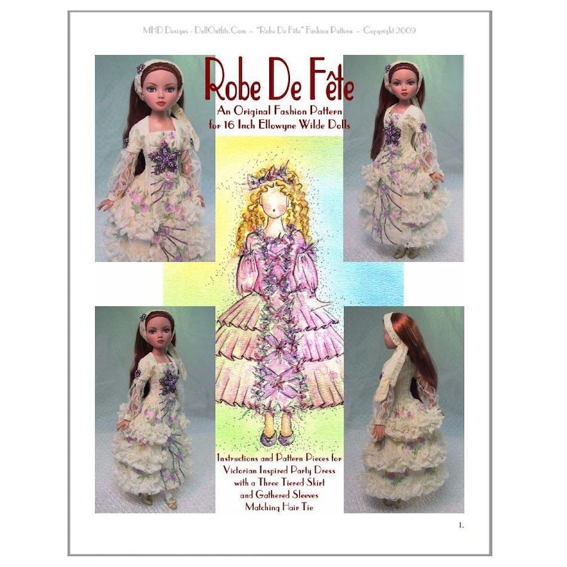 Magalie"s "robe De Fete" Fashion Pattern for 16" Ellowyne. Classic ...