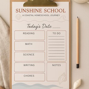 Daily Homeschool Planner/goals | Printable PDF - Etsy
