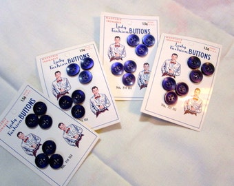 Cobalt Button Cards - Etsy