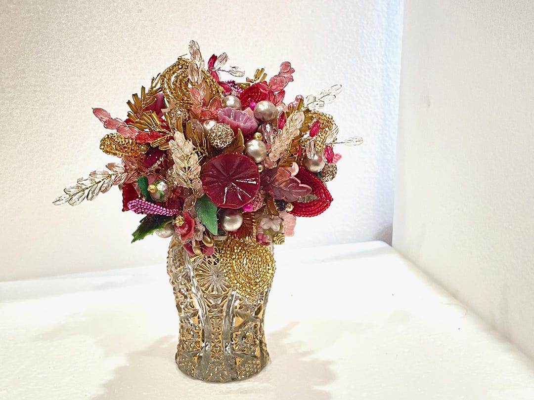 Divine Vtg. IMPERIAL Leaded Cut Glass VASE W/22k Gold Gilt Overlay W ...