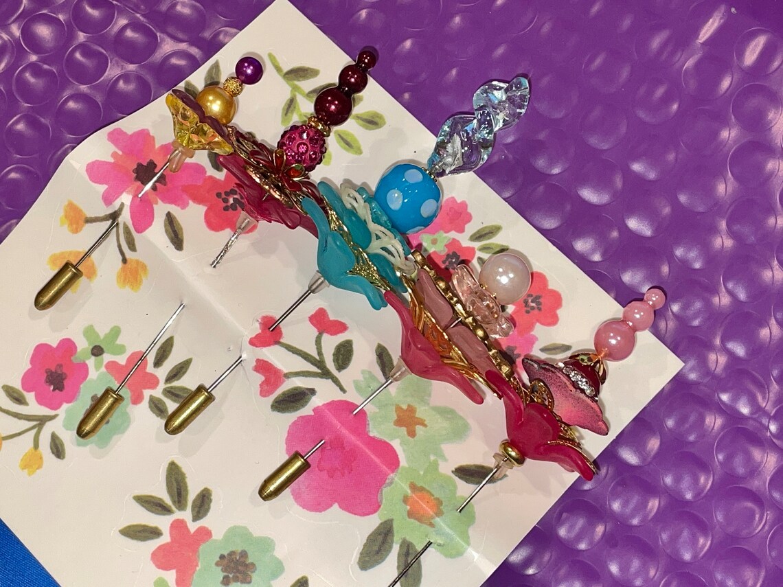 OOAK Embellished STICK Corsage Hat Trinket PINS: Lampwork - Etsy