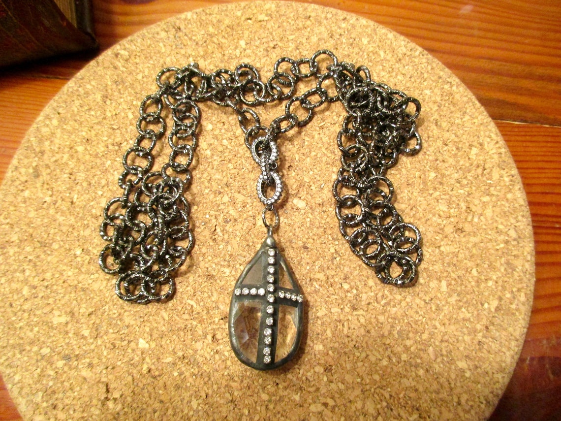 Breathtaking Hand-soldered CRYSTAL QUARTZ CROSS Pendant on - Etsy