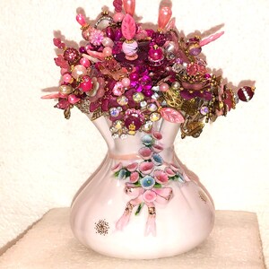 Sensational MINT 1950's Signed LEFTON Pink Vase W/high Relief Flowers ...