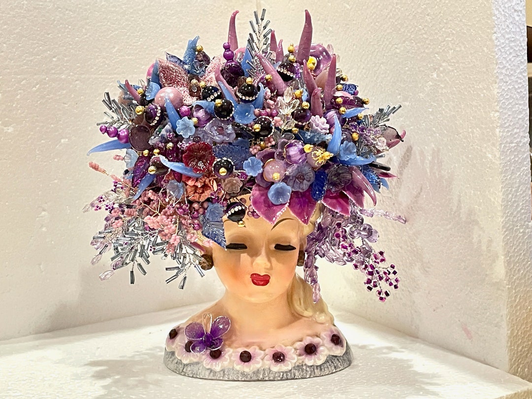 MAEVE: Exquisite, #'d 1940's JAPAN Japan Purple/blue Lady Head Vase W ...