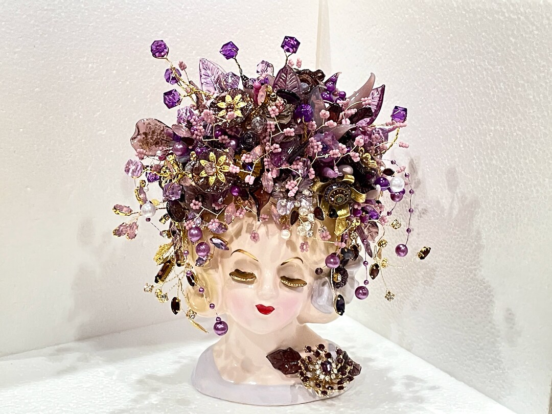 LILACH: Enchanting 1940's Occ. Japan Purple/amethyst Lady Head Vase W ...