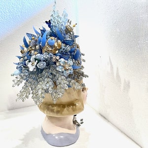 MARIEL: 1940's Japan Blue/gold Lady Head Vase W/>150 Handmade Glass ...