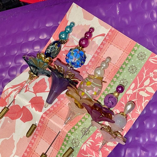 OOAK Embellished STICK Corsage Hat Trinket PINS: Lampwork - Etsy