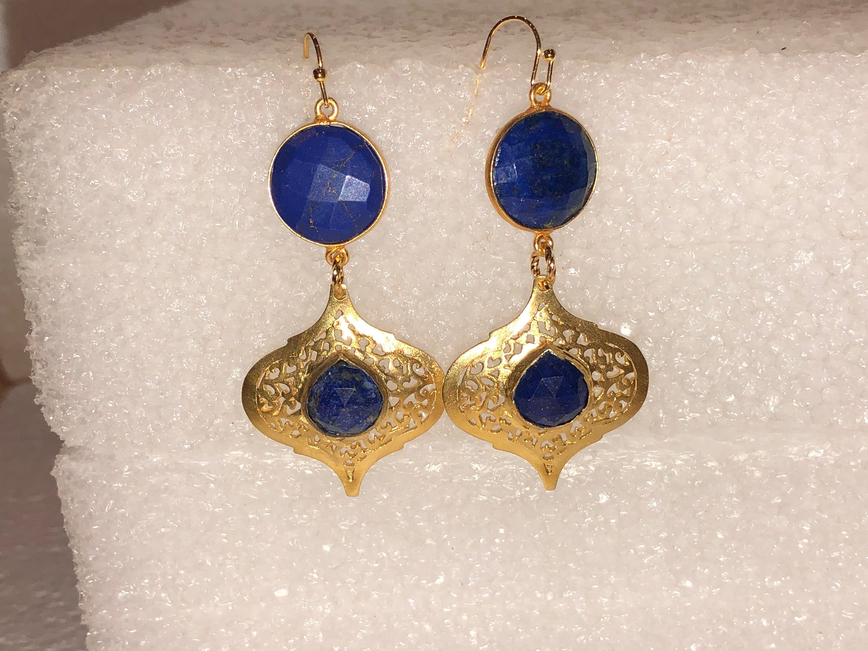 Beauties: 2 1/4 Long Genuine SAPPHIRE & LAPIS Set in - Etsy Singapore