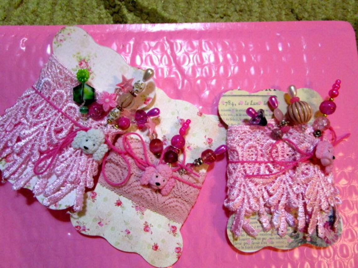 3 Retro Fab Stick, Gift, Corsage, Hat, Party, Trinket Decorated Sewing ...