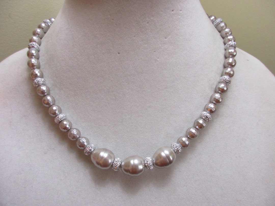 Superb SILVER Gray/grey Freshwater BAROQUE PEARLS, Silver Mother of ...