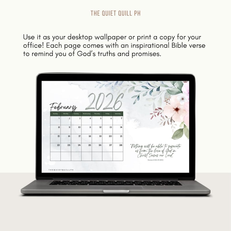 2026 Bible Verse Calendar: Christian Scripture, Floral Design (digital ...