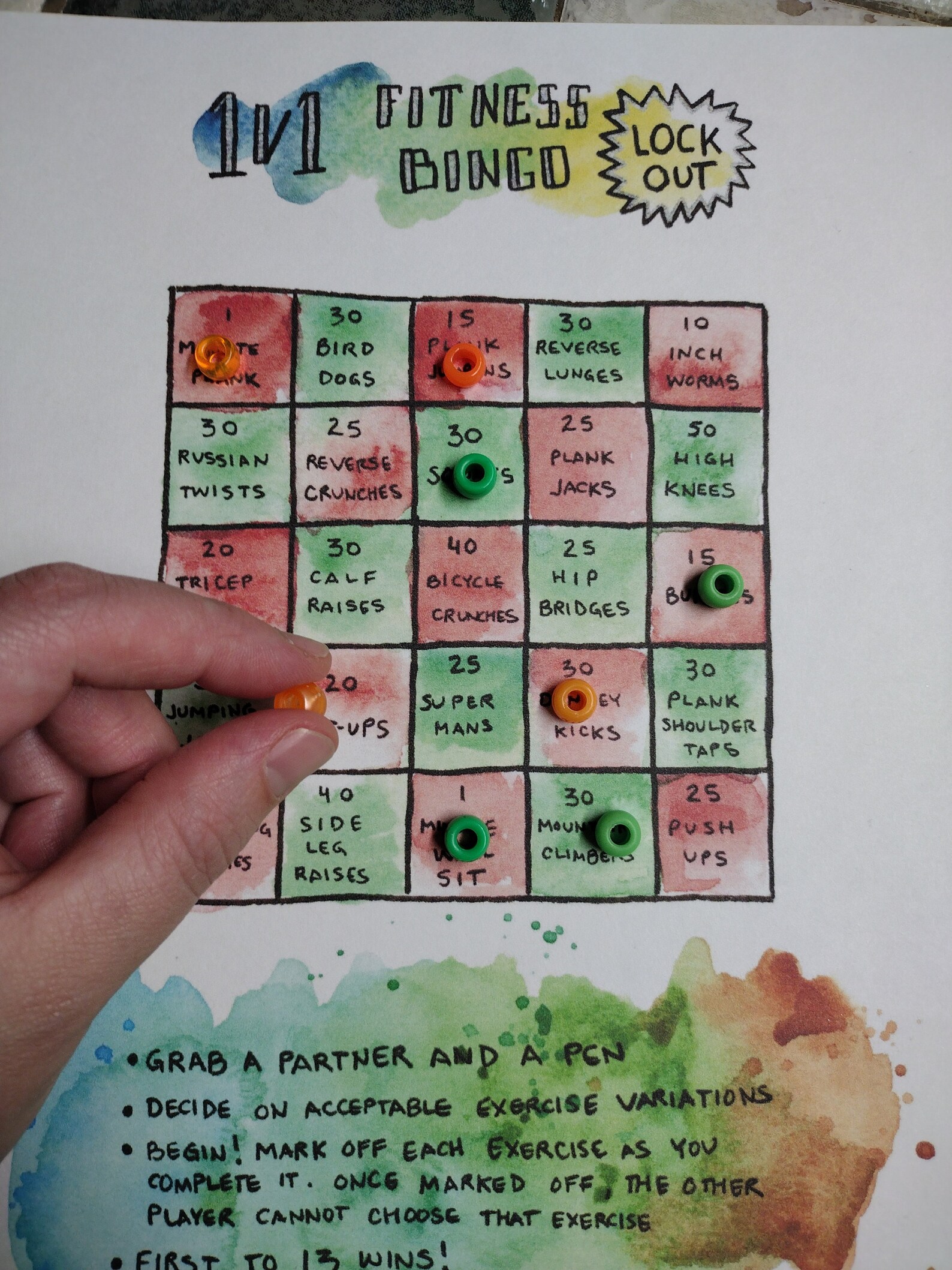 1 VS 1 Fitness Bingo Lockout CHALLENGE Digital Download Printable Gym ...