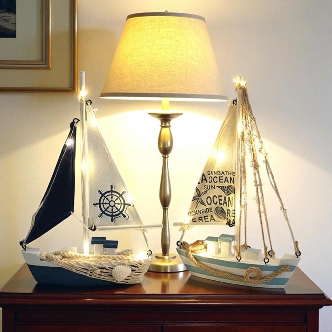 Coastal Wooden Sailboat Decor | Nautical Sailboat Ornaments for Home ...