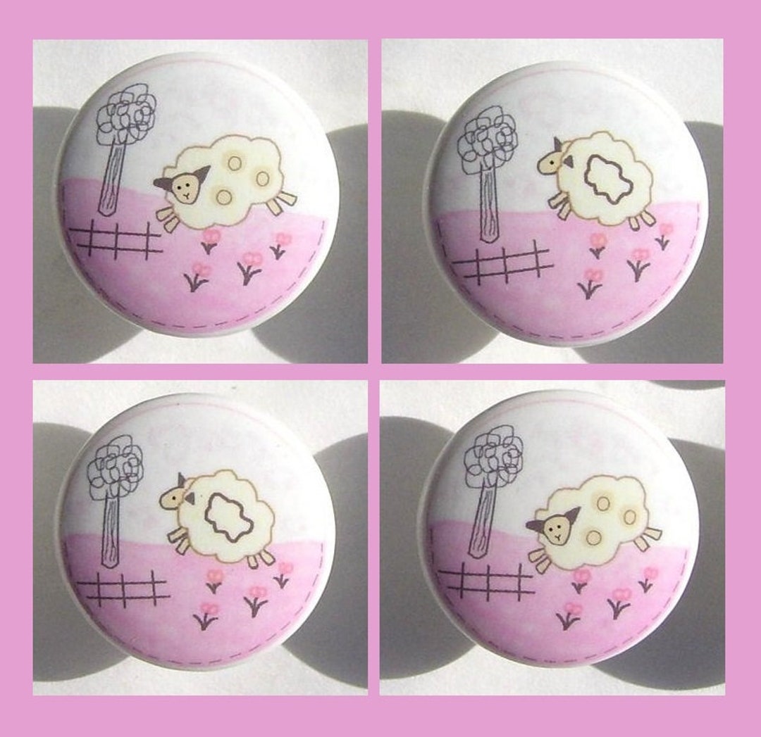 Set of 4 Knobs SWEET LAMBIE Lamb PINK Kids Boys Girls - Etsy
